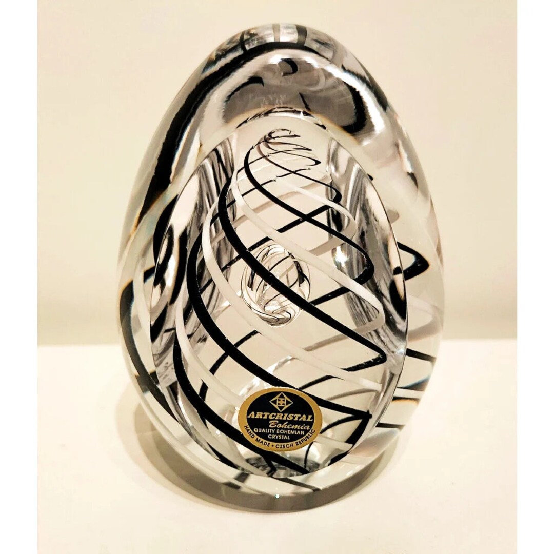 Glass Paperweight From Bohemian Crystal Black/white Mouth - Etsy