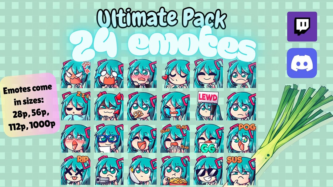 Hatsune Miku 24 Emotes Ultimate Bundle Etsy