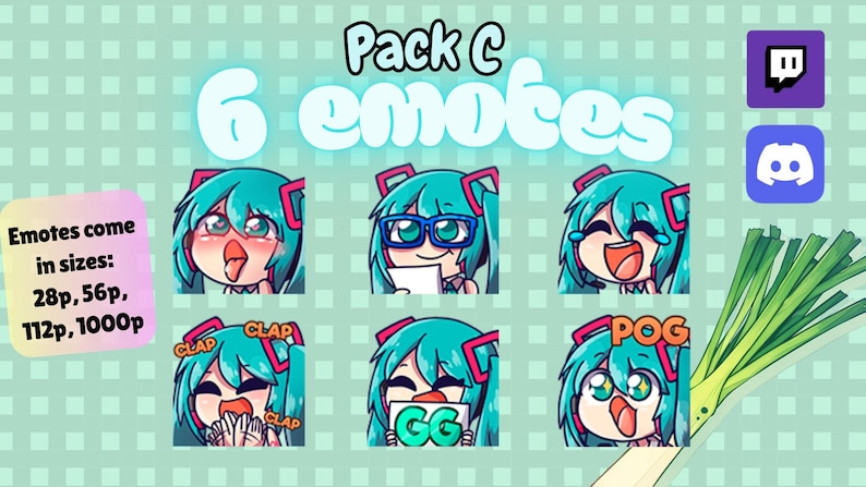 Hatsune Miku 24 Emotes Ultimate Bundle Etsy
