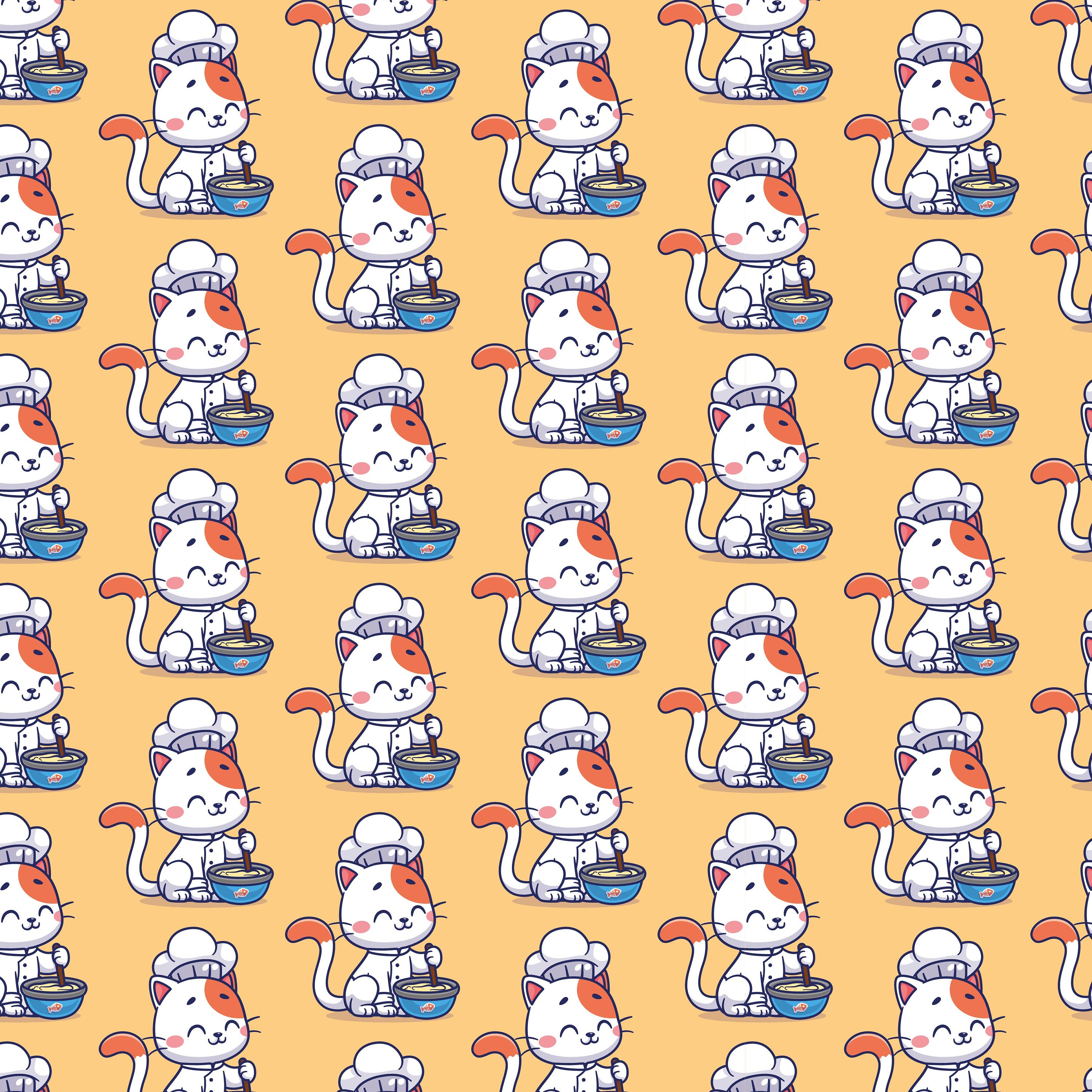Cute Cat , Kitty Cat, Kawaii Cat, Digital Papers-scrapbook - Seamless ...