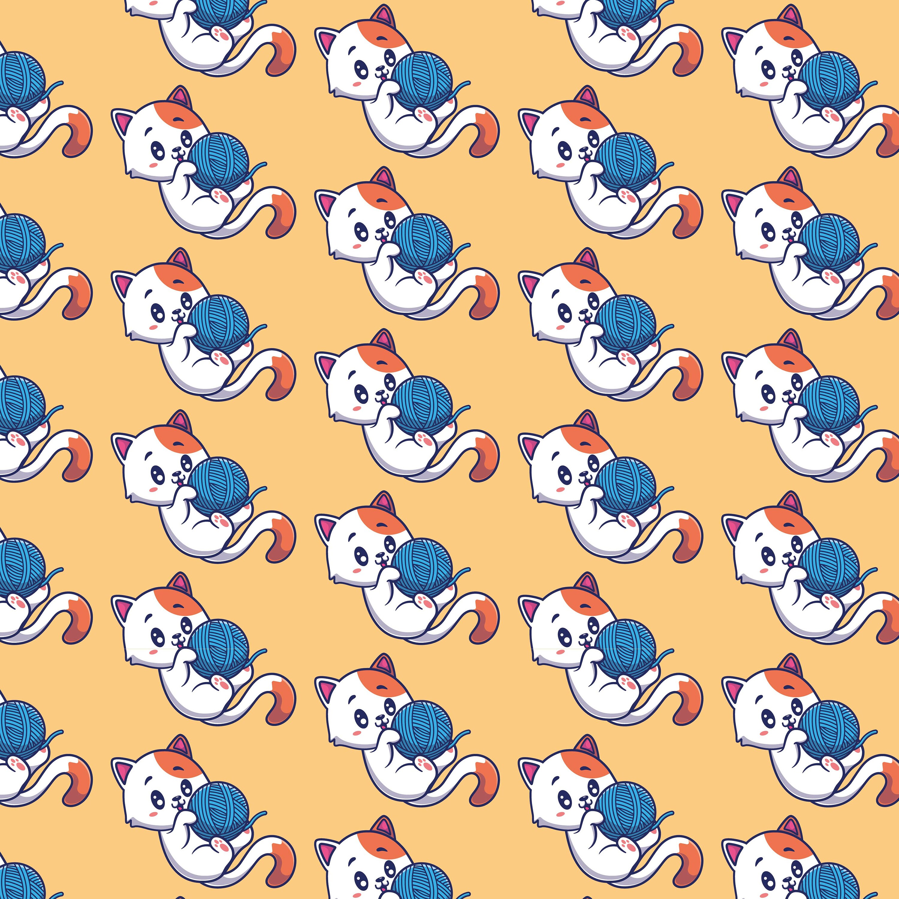 Cute Cat , Kitty Cat, Kawaii Cat, Digital Papers-scrapbook - Seamless ...