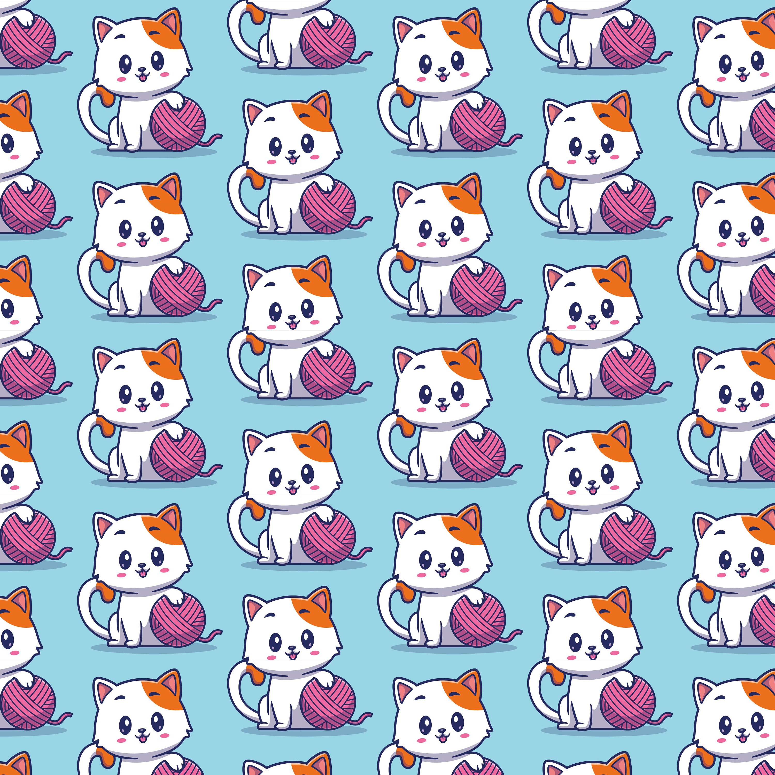 Cute Cat , Kitty Cat, Kawaii Cat, Digital Papers-scrapbook - Seamless ...