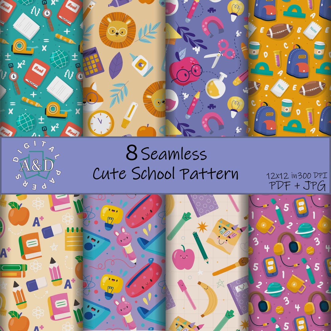 For Kids School Pattern , School Education Digital Papers- Seamless ...