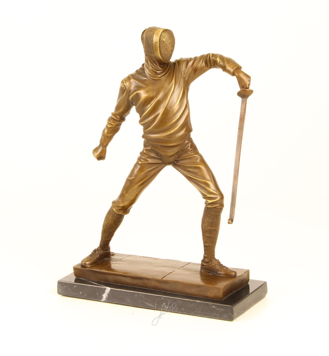 Schöne Bronzeskulptur Fechter, Sport, Bronze Figur Statue, Auf ...