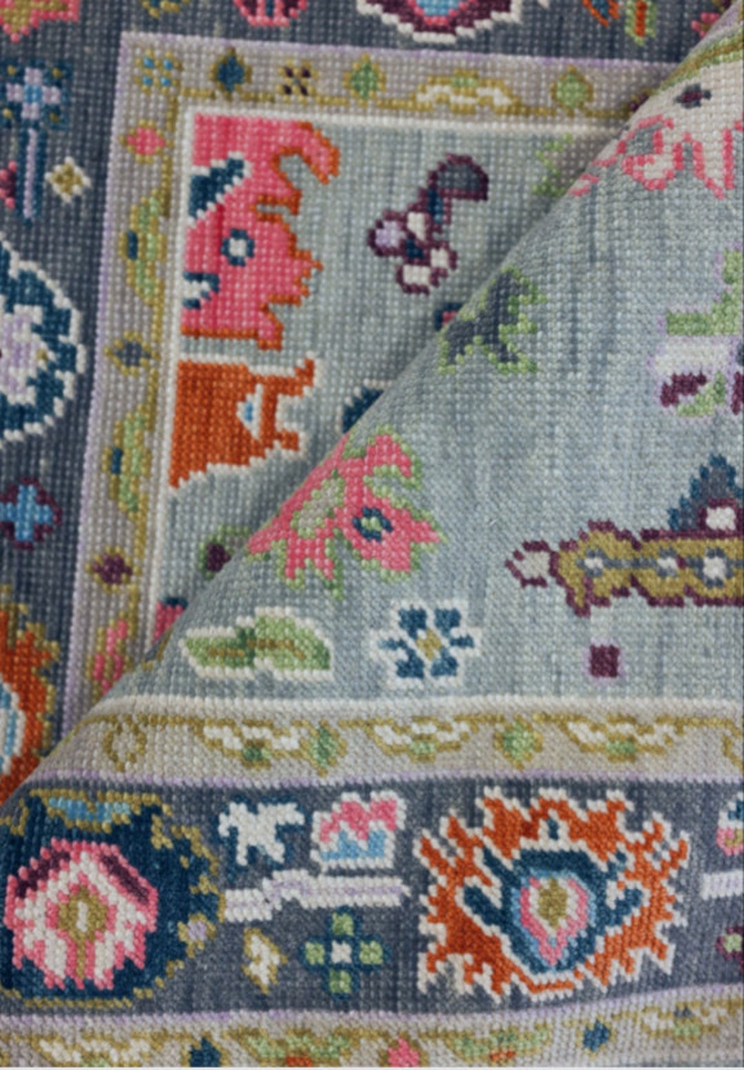 10x14 Gray Turkish Oushak Area Rug, Pink Oushak Rug, Handmade Wool Rug ...