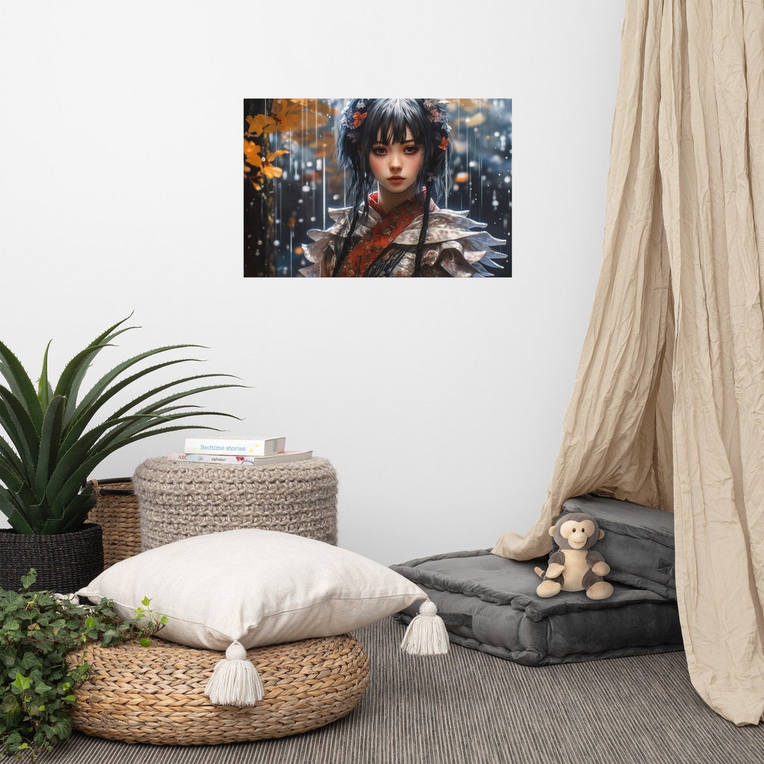 Japanese Style Woman AI Art, Poster, Canvas Wall Art Home Decor - Etsy