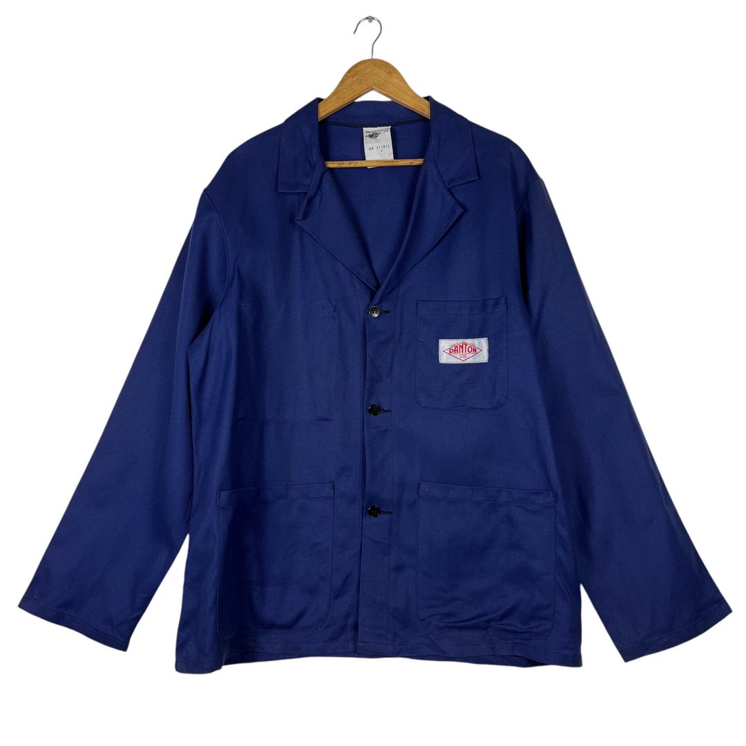 Vintage Danton Indigo Twill Chore Jacket - Made in France - Size 48 - Etsy