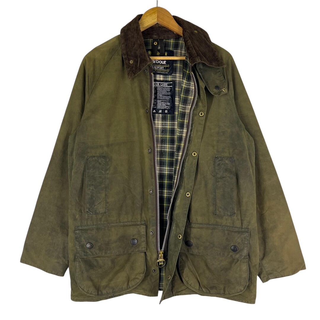 Vintage Barbour Beaufort Hunting Mountain Parka Waxed Jacket Made in ...