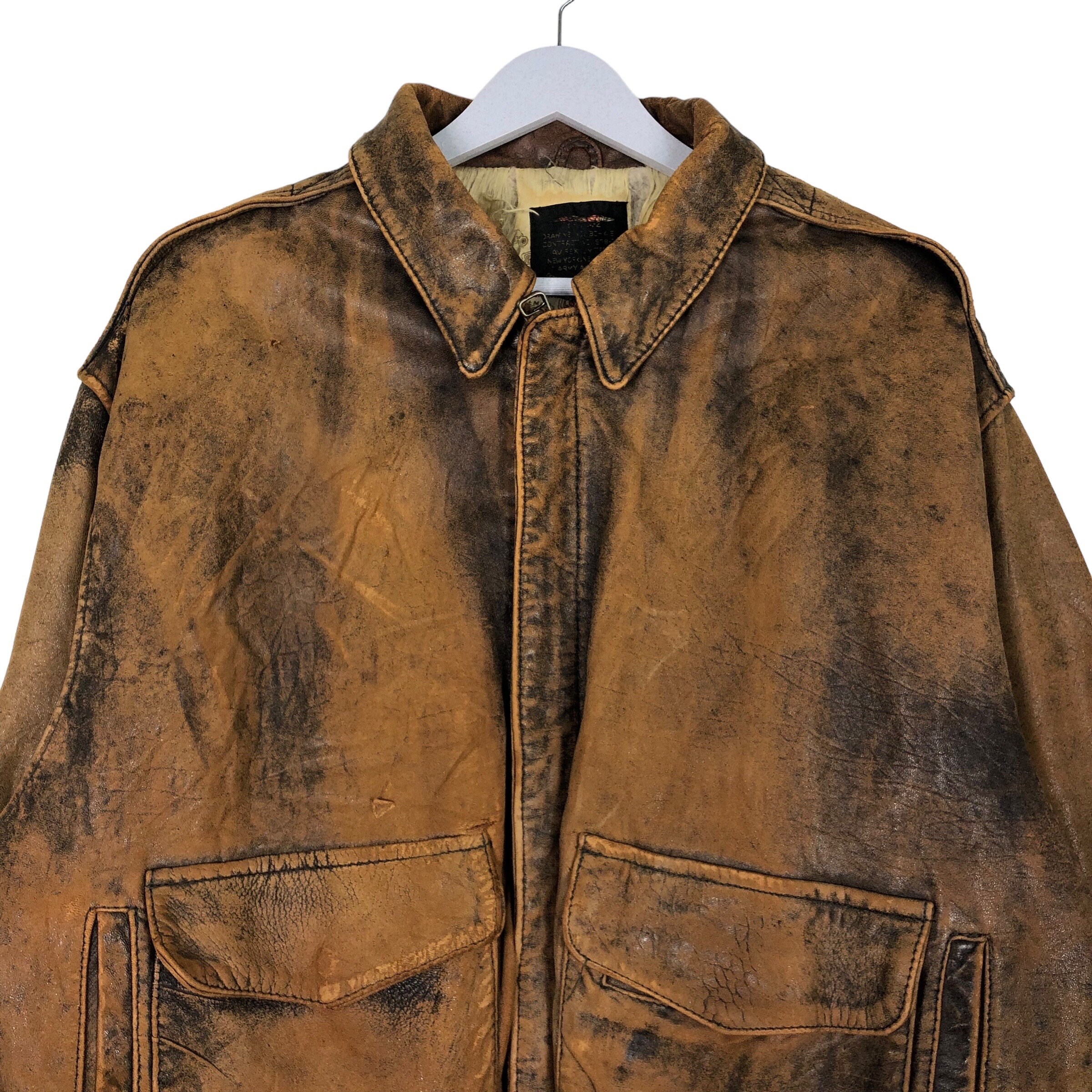 80s Vintage Avirex Flight Dyed Leather Jacket Size on Tag L - Etsy