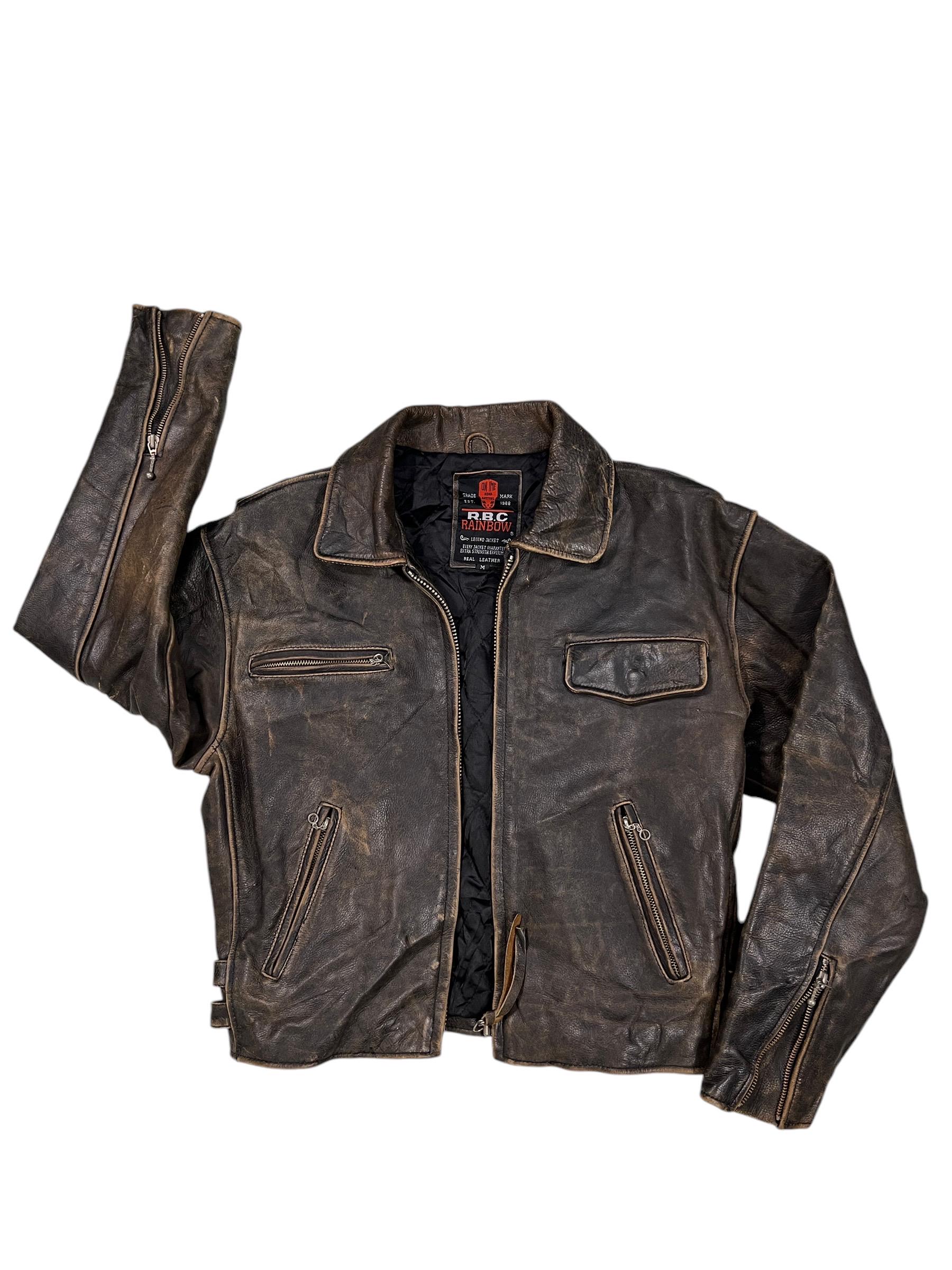 Rare Vintage 70s RBC RAINBOWN Real Leather Japanese Racer Rider Gang ...