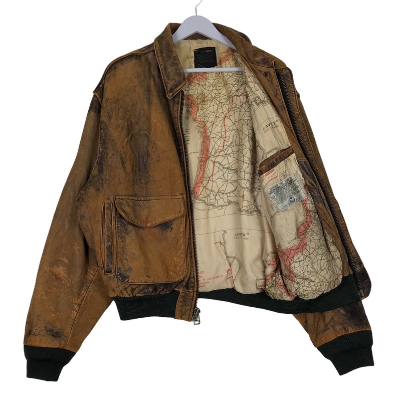 80s Vintage Avirex Flight Dyed Leather Jacket Size on Tag L - Etsy