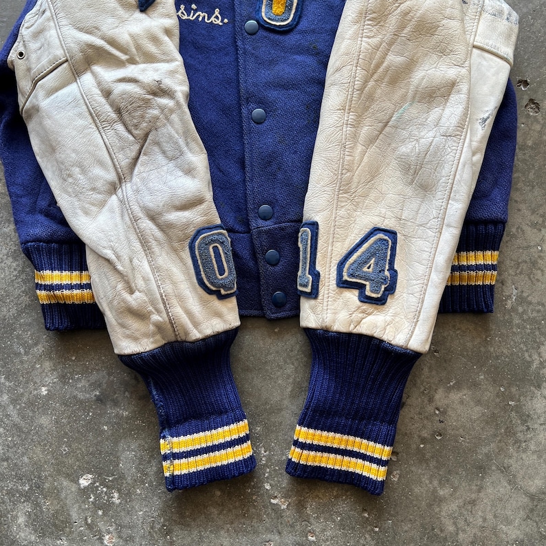 80s Vintage Varsity Stadium Bomber Jacket - Size 42 - Etsy