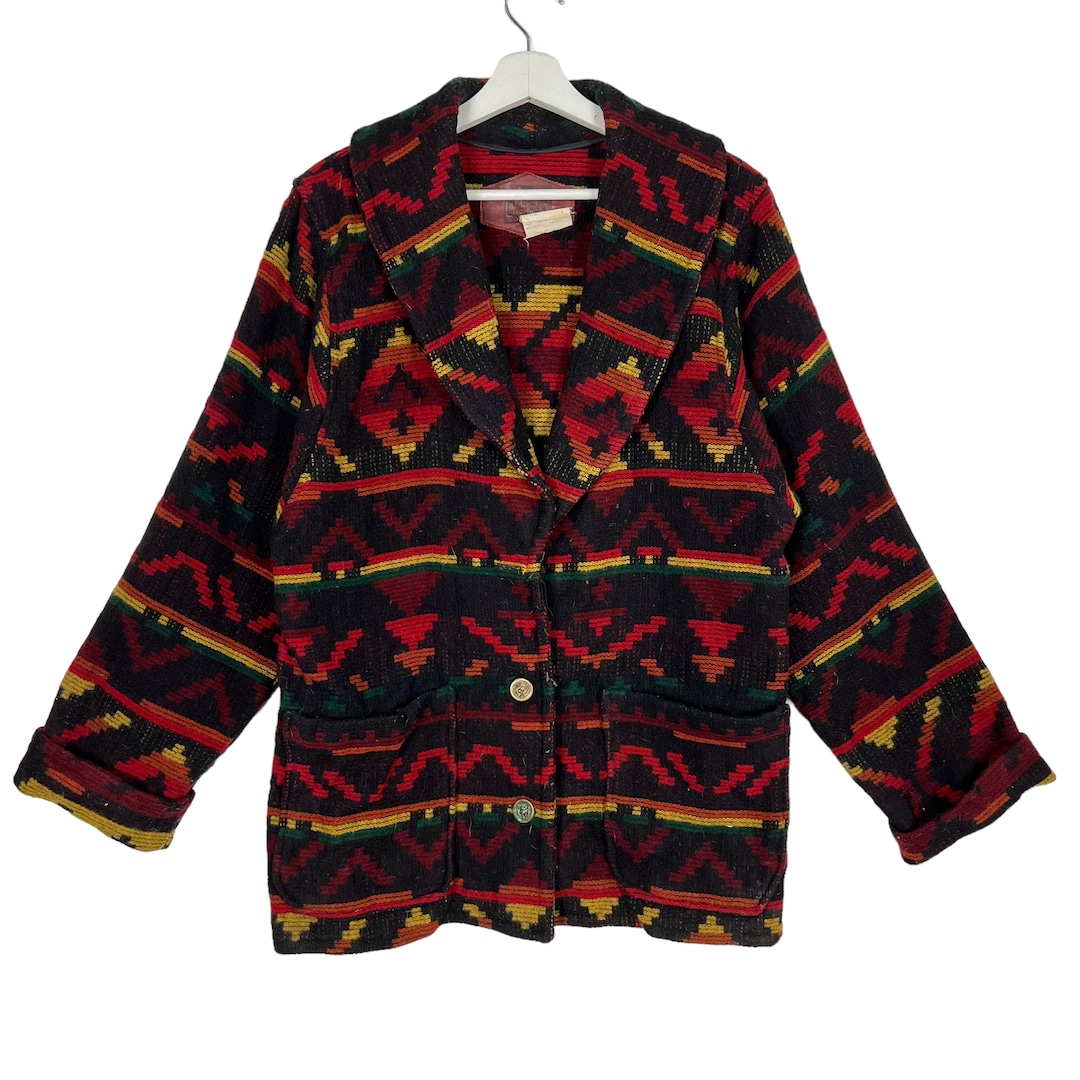 Pick!! Vintage 80s Woolrich Woman Native Motive Aztec Navajo Wool ...