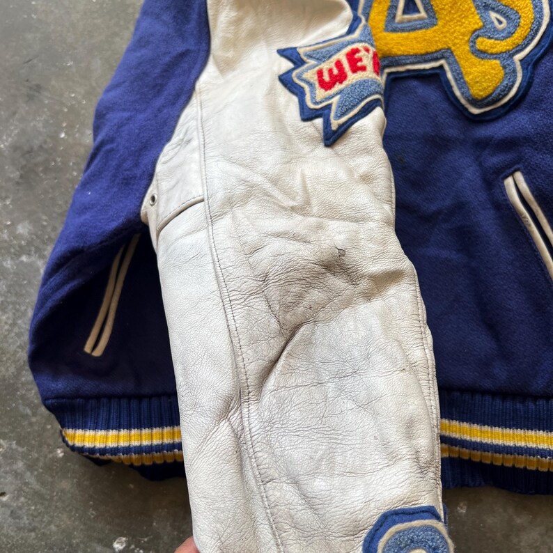 80s Vintage Varsity Stadium Bomber Jacket - Size 42 - Etsy