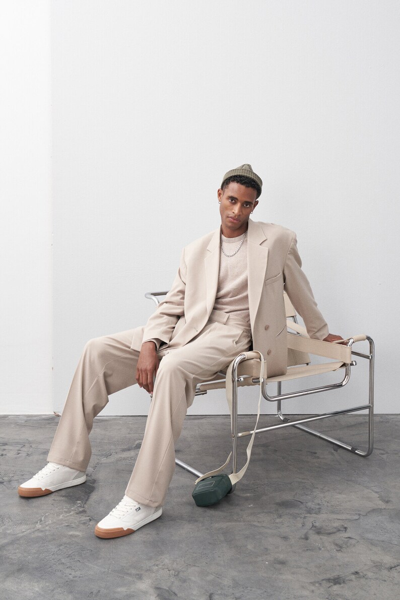 Lux Design Modern Coffee Relaxed Fit Double-breasted Suit - Etsy