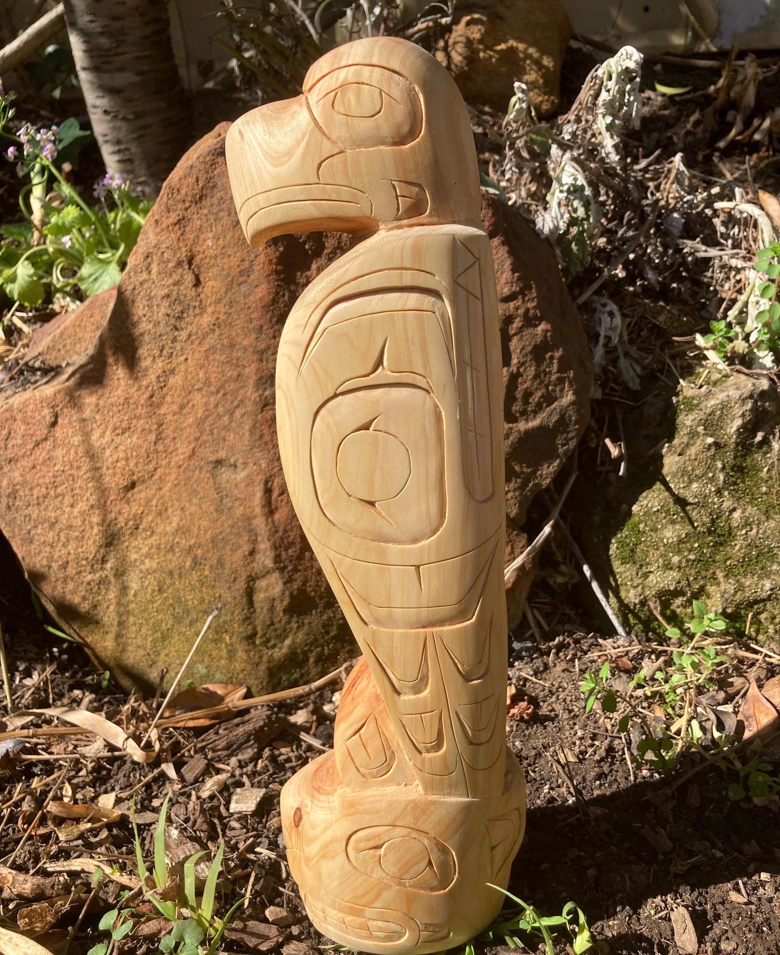 Northwest Canadian Indigenous Inspired Eagle Bear Orca Cedar Totem Wood ...