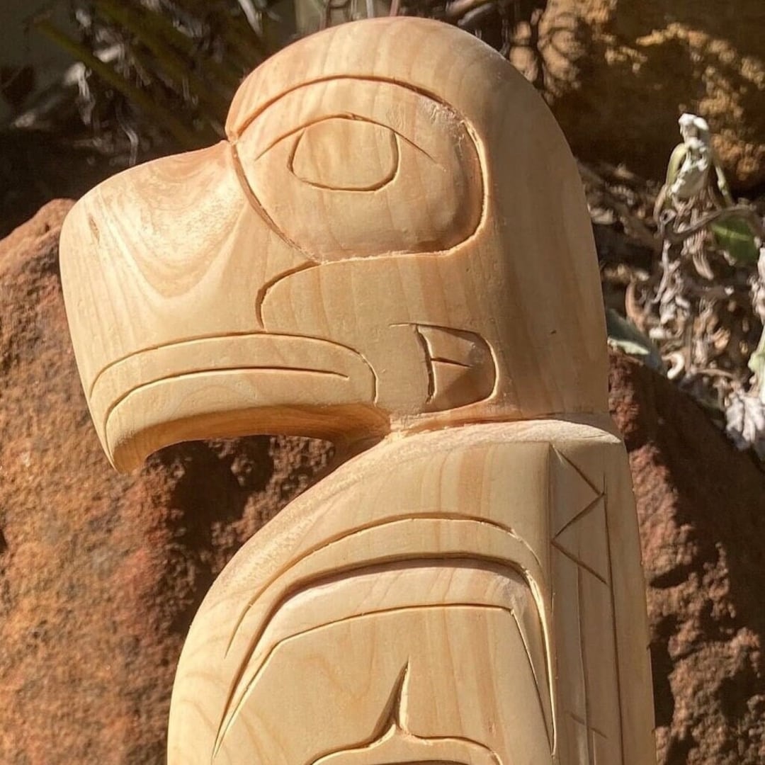 Northwest Eagle Orca and Bear Totem Carving Cedar Native Indigenous ...