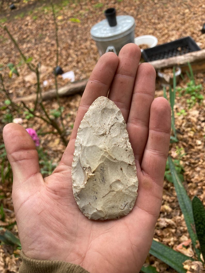 Ancient Pre-colombian Kansas Native American Ovate Stone Knife Blade Spearhead Arrowhead Cutting ...