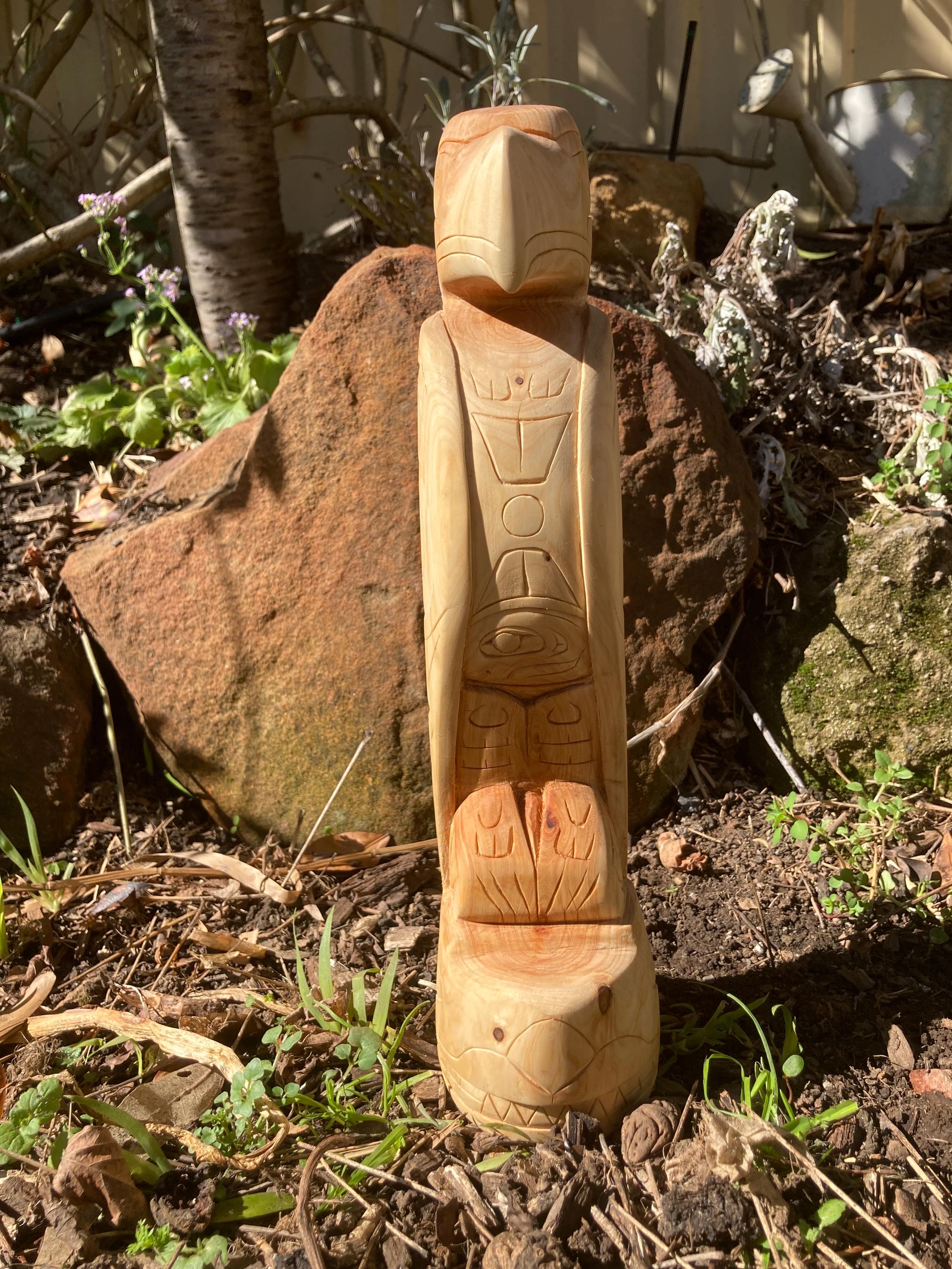 Northwest Canadian Indigenous Inspired Eagle Bear Orca Cedar Totem Wood ...