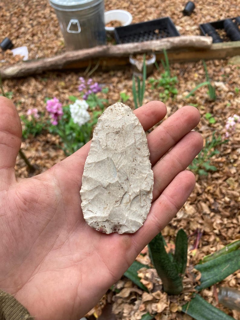 Ancient Pre-colombian Kansas Native American Ovate Stone Knife Blade Spearhead Arrowhead Cutting ...