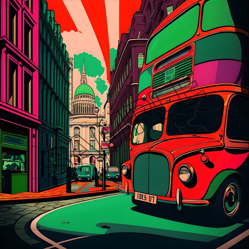 Digital Download Image Picture for Print London England Bus Pop Art ...