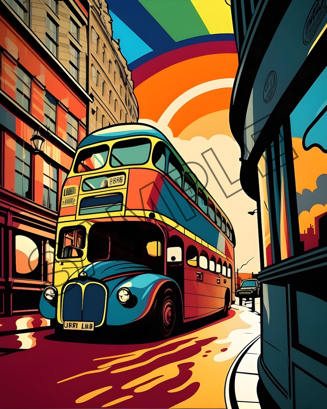 Digital Download Image Picture for Print London England Bus Pop Art ...