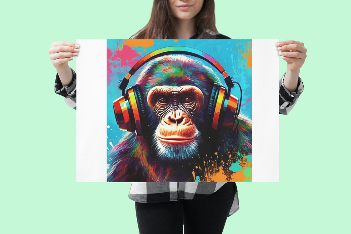 Digital Picture for Print Pop Art MONKEY Wearing Headphones. Download ...