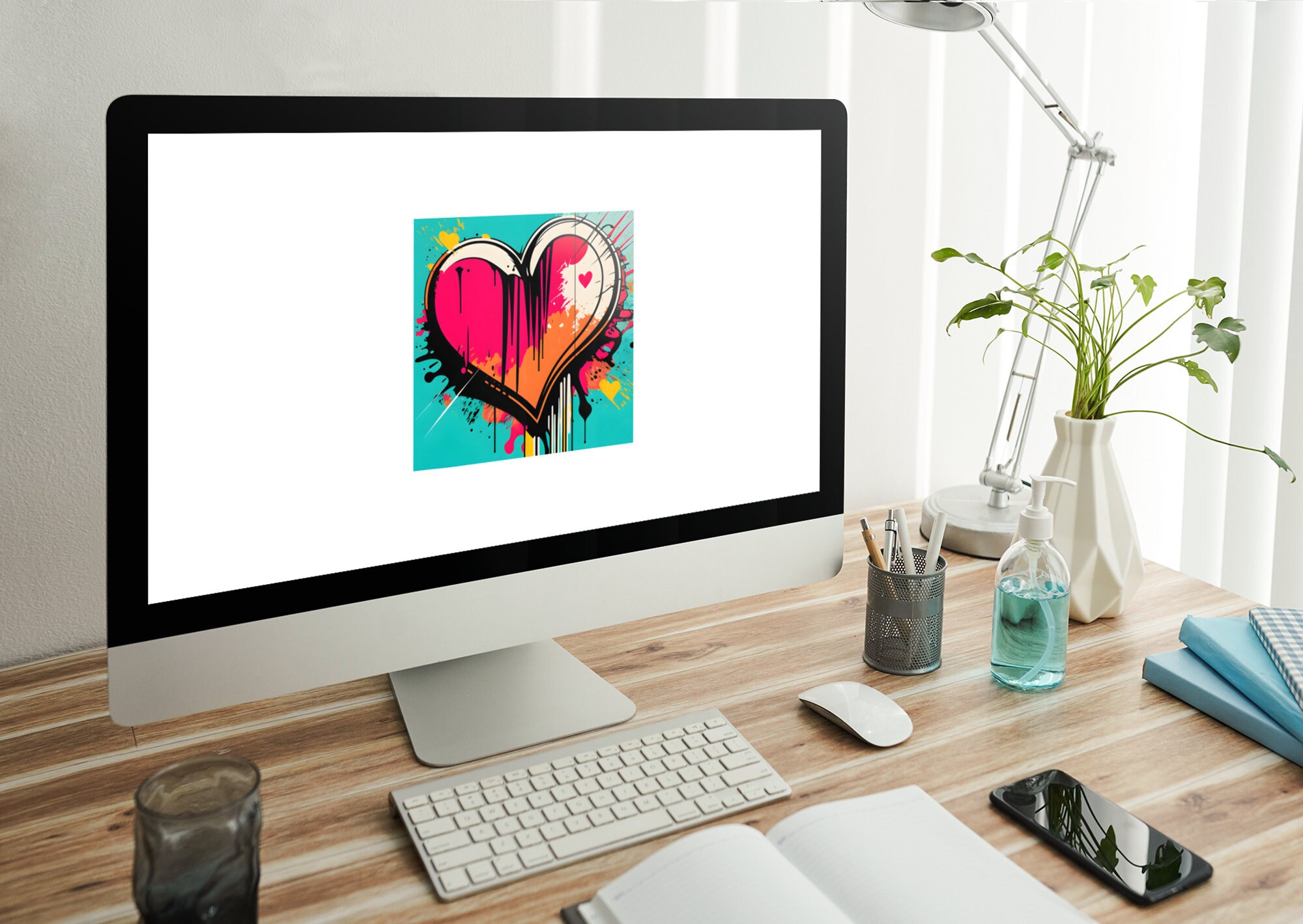 Digital Download Image Picture for Print Love Heart Romantic Pop Art ...