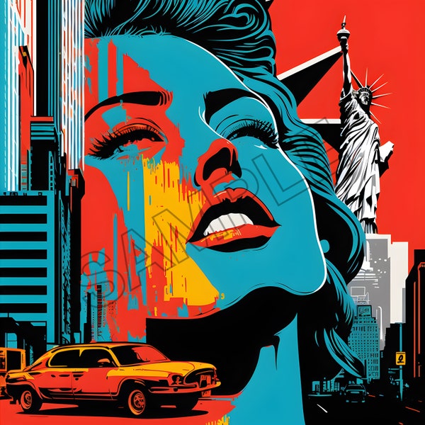 Statue of Liberty Pop Art - Etsy