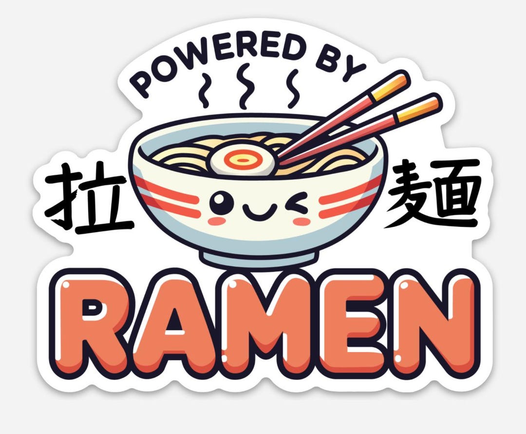 Powered by Ramen Sticker – Kawaii Anime Noodle Decal for Weebs ...