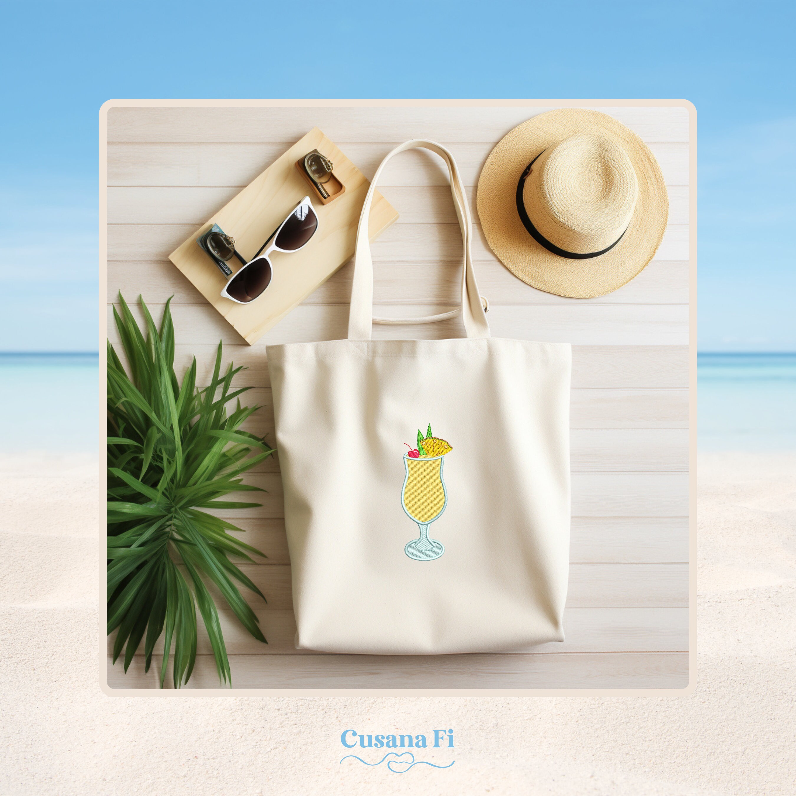 Piña Colada Embroidery Design: Summer Cocktail (5 Sizes) (instant File ...