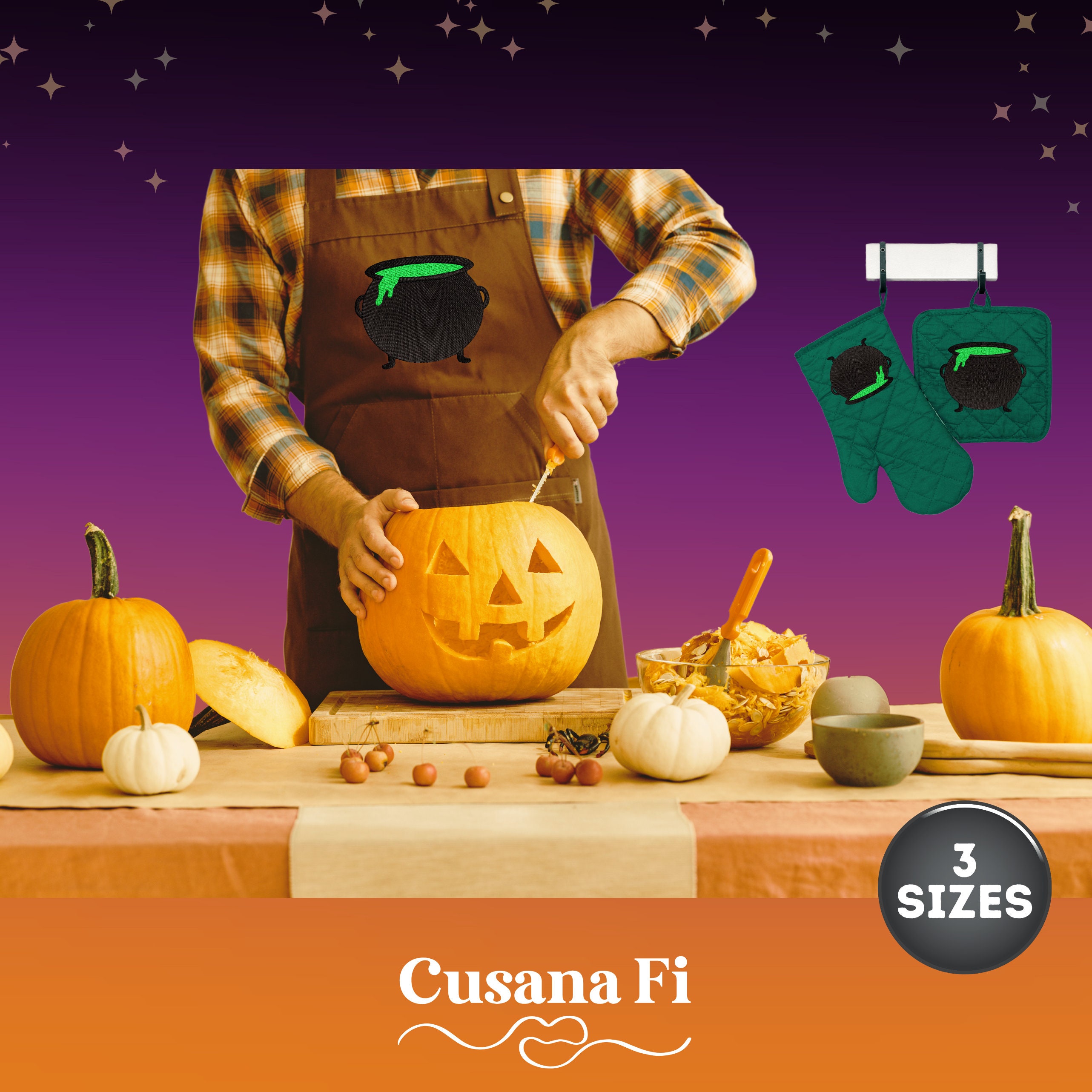 Spooky Halloween Witches Cauldron Machine Embroidery File 3 Sizes - Etsy