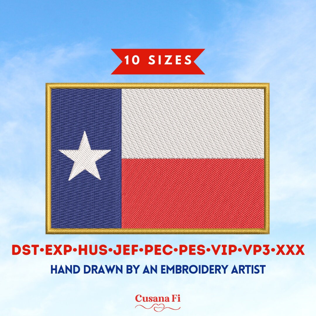 Texas State Flag Machine Embroidery Design | 10 Sizes | Instant File ...