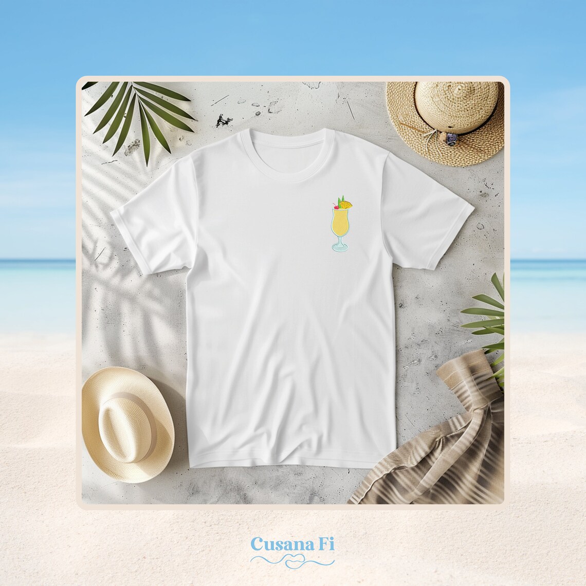 Piña Colada Embroidery Design: Summer Cocktail (5 Sizes) (instant File ...