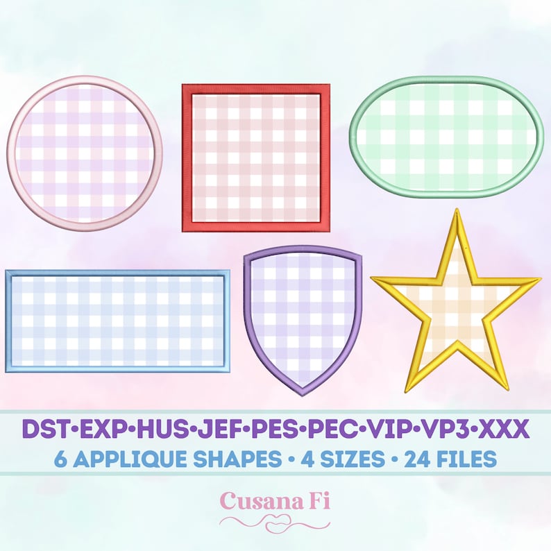 6 Basic Shapes Applique Badge Patch Bundle | Machine Embroidery Designs ...