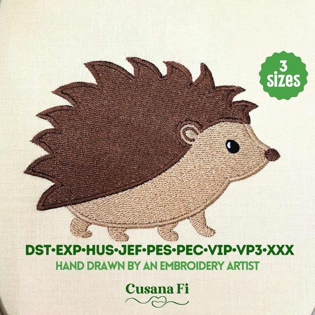 Cute Hedgehog Machine Embroidery Design | Instant Download | 3 Sizes - Etsy