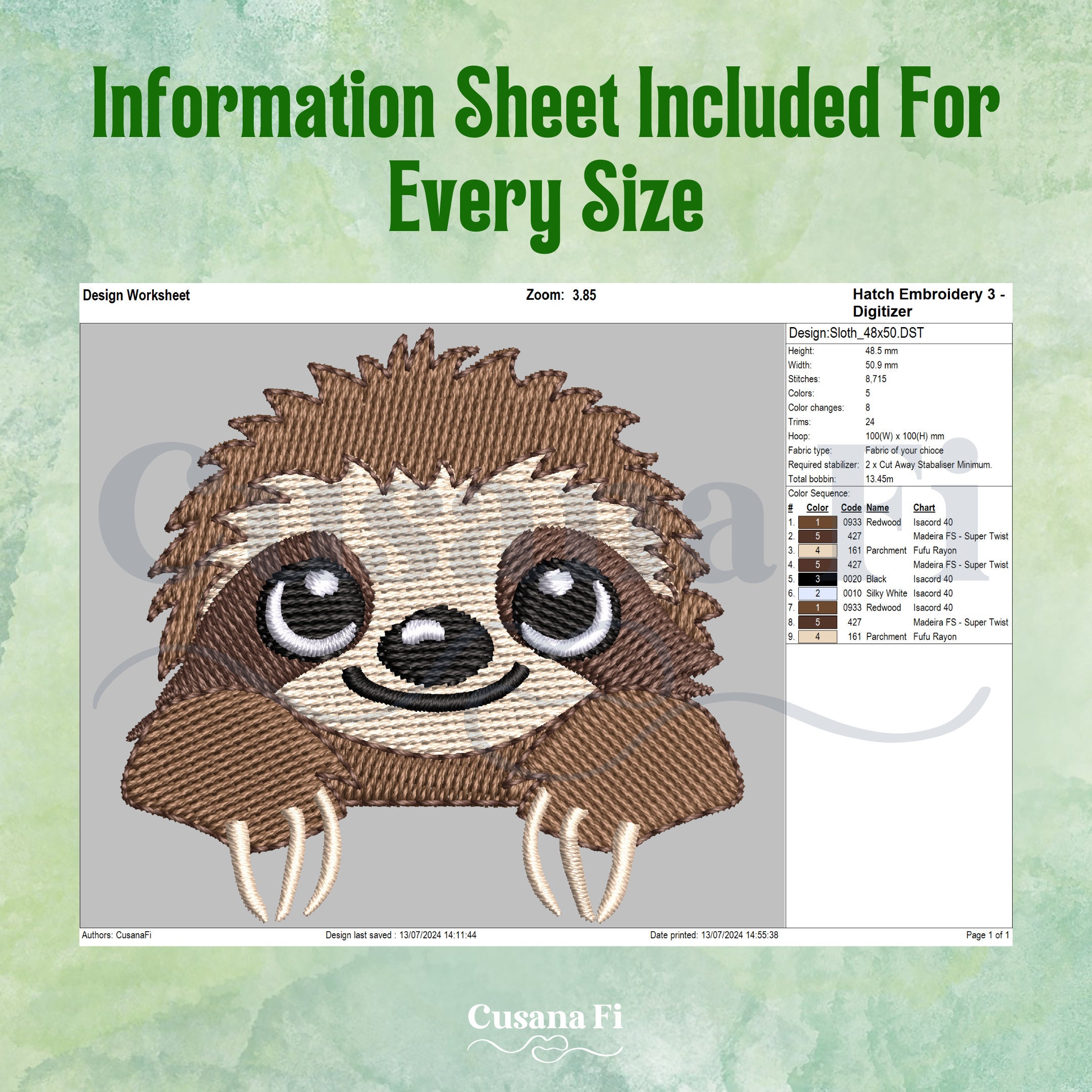 Fun Pocket Peeking Sloth Machine Embroidery Design | Instant File ...