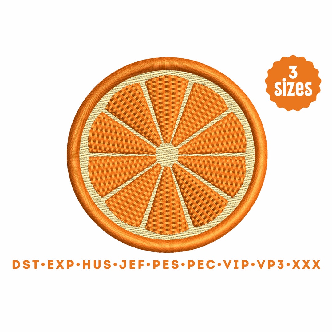 Orange Machine Embroidery Design - 3 Sizes Instant Download - Etsy