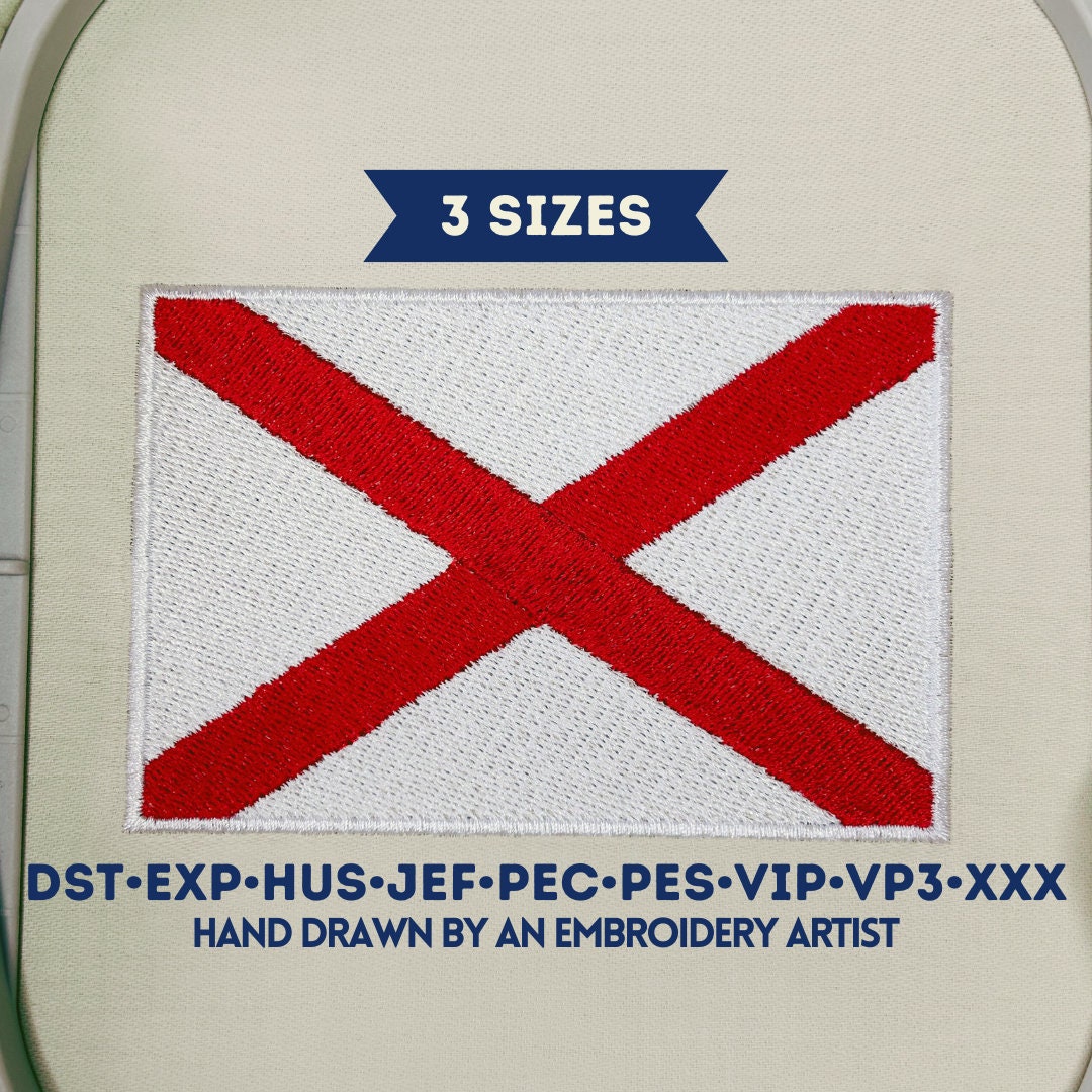 Alabama State Flag Machine Embroidery Design - 3 Sizes Instant Download ...