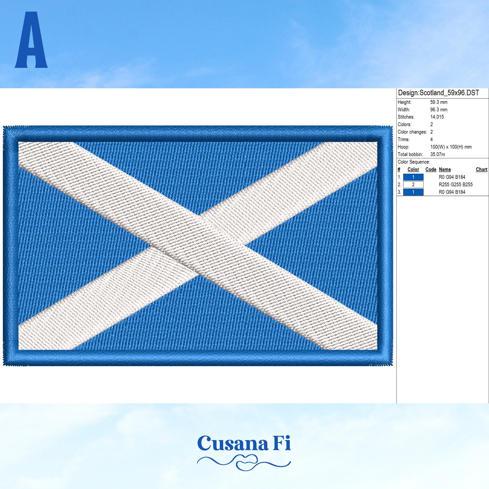 Scotland Flag Machine Embroidery Design | 3 Sizes Instant File Download ...