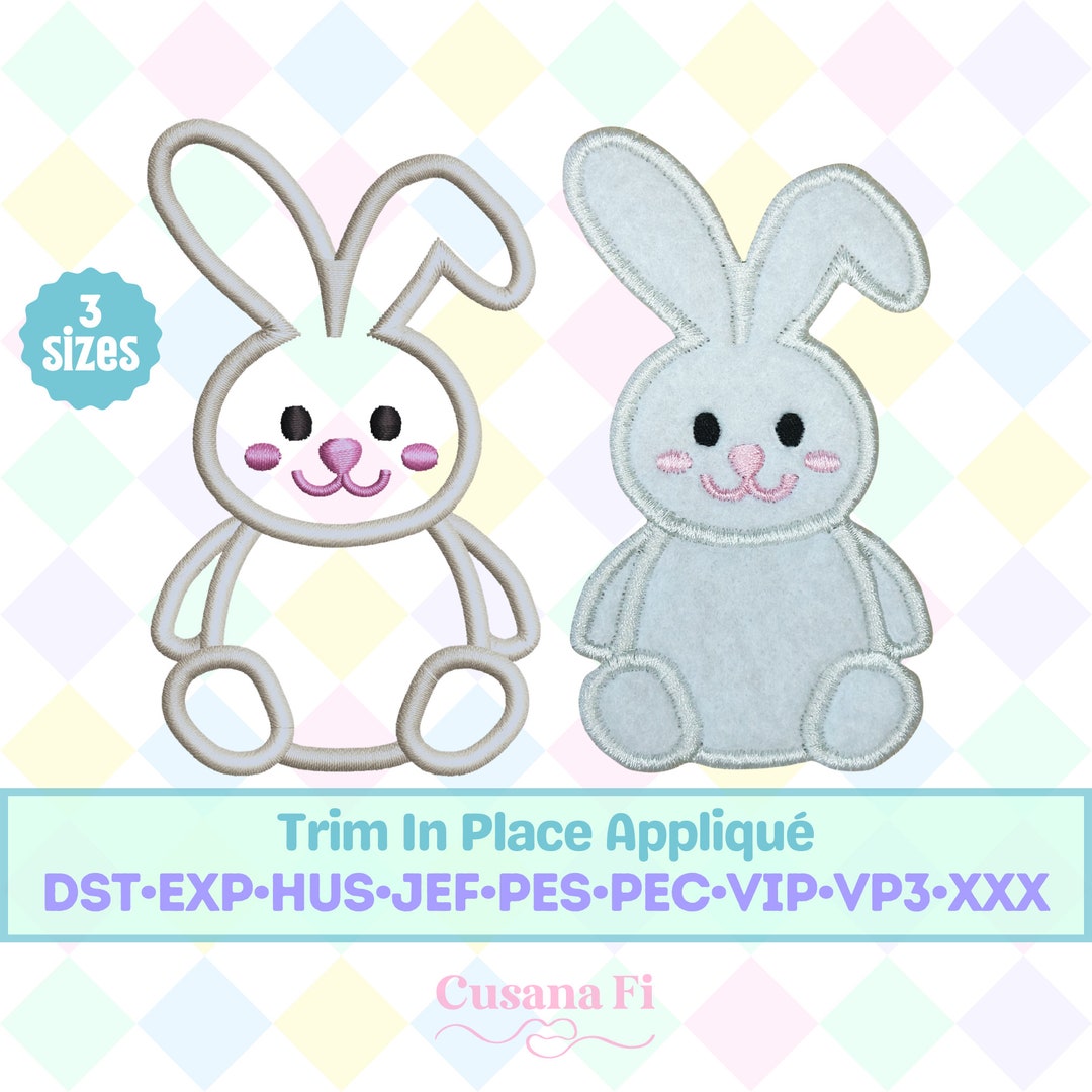 Easter Bunny Rabbit Applique Trim in Place Machine Embroidery Design ...