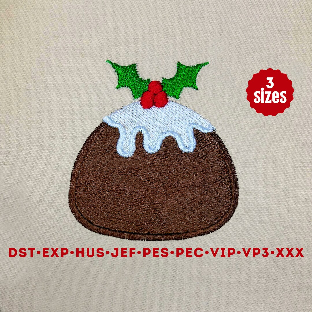 Traditional Christmas Pudding Cake Machine Embroidery Design | 3 Sizes ...