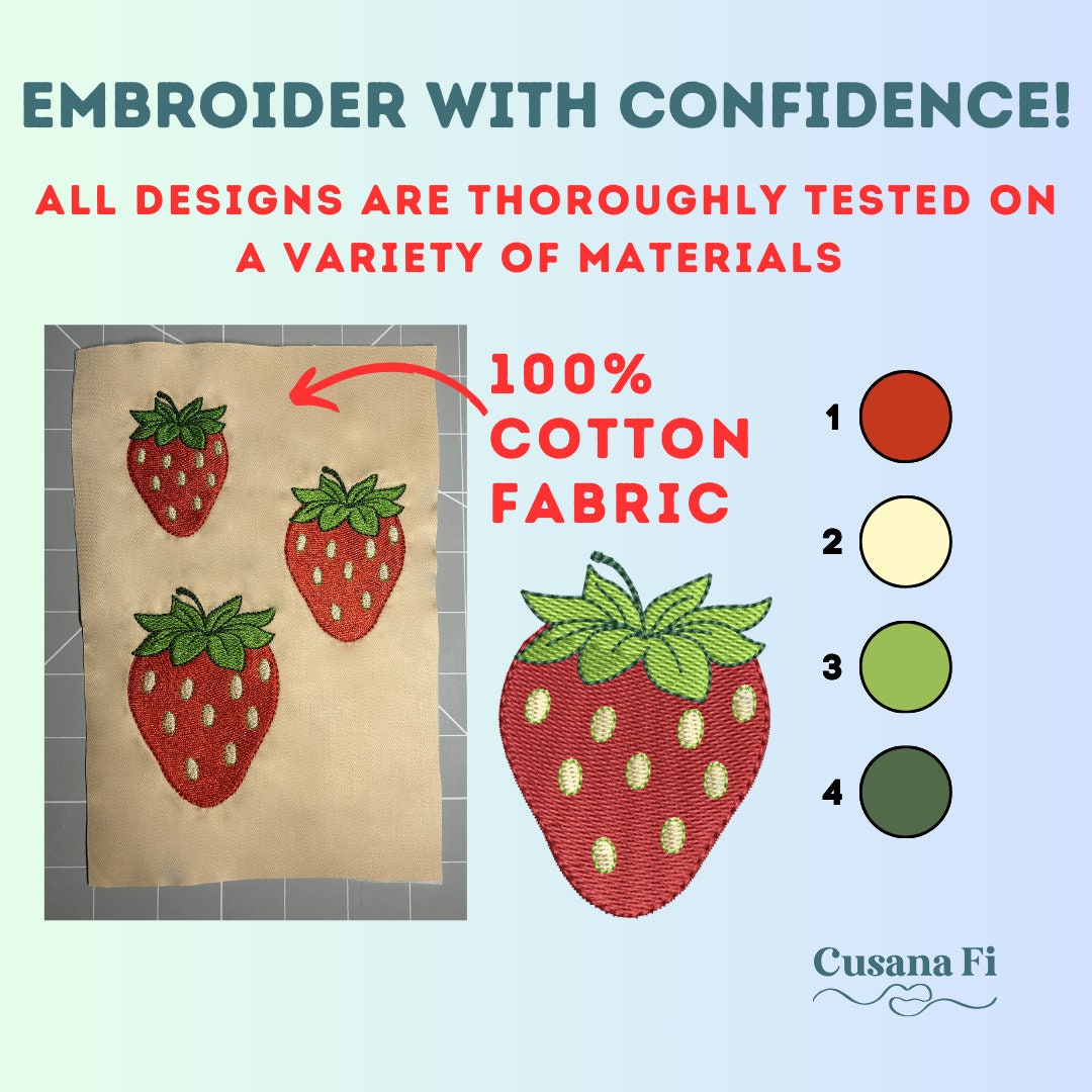Strawberry Machine Embroidery Design 3 Sizes Instant - Etsy
