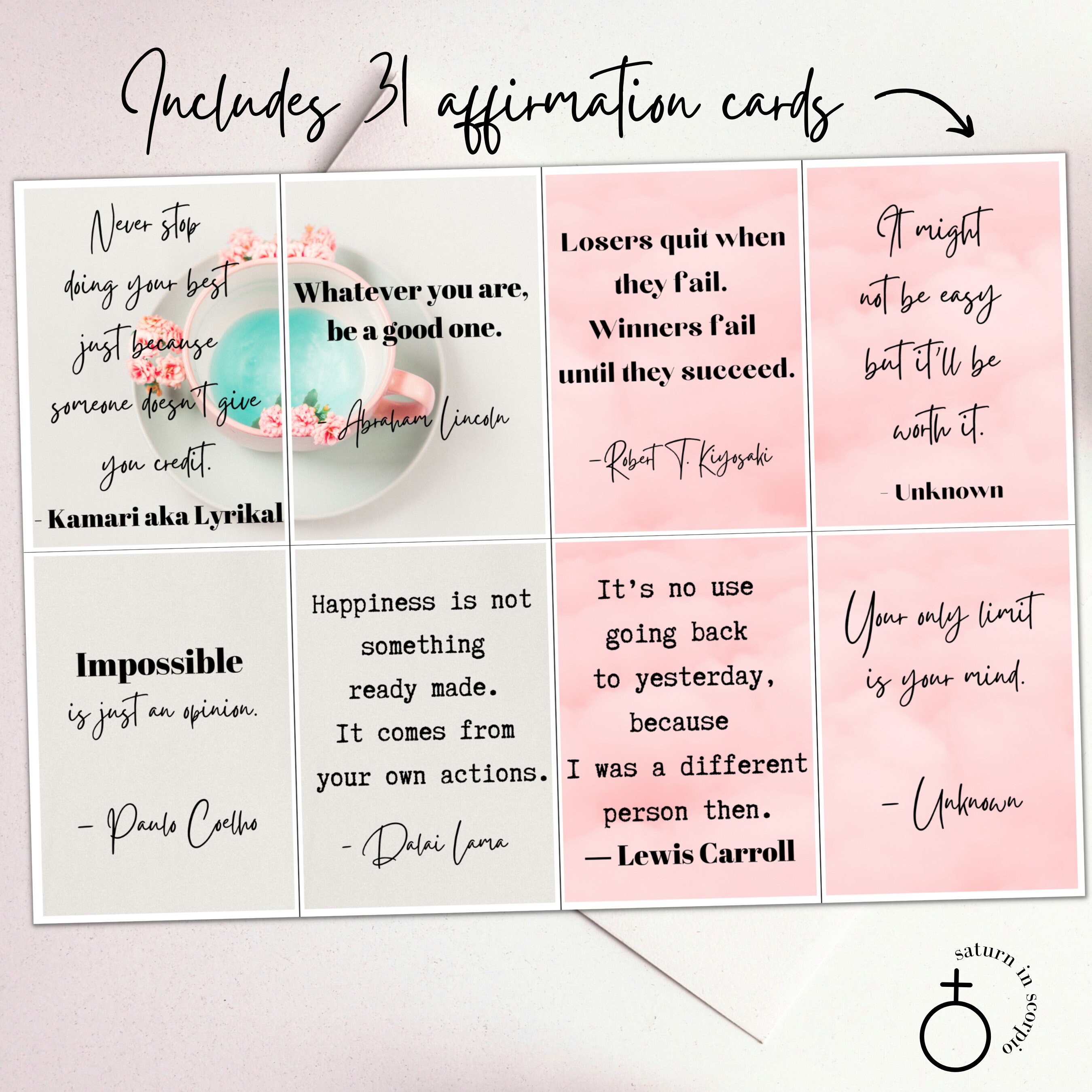 Printable Affirmation Cards for Success Flash Card Deck for Motivation ...