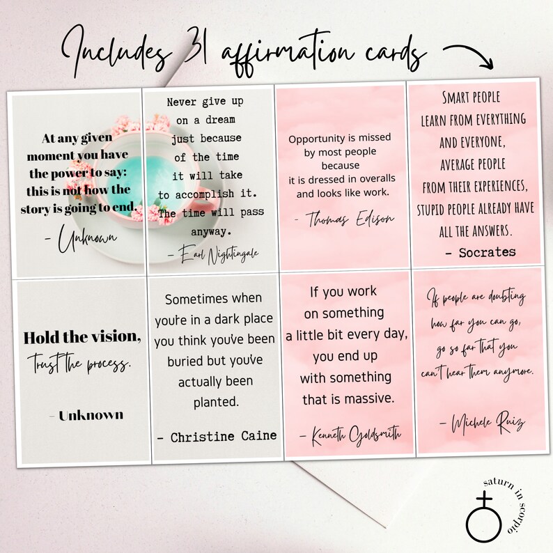 Printable Affirmation Cards for Success Flash Card Deck for Motivation ...