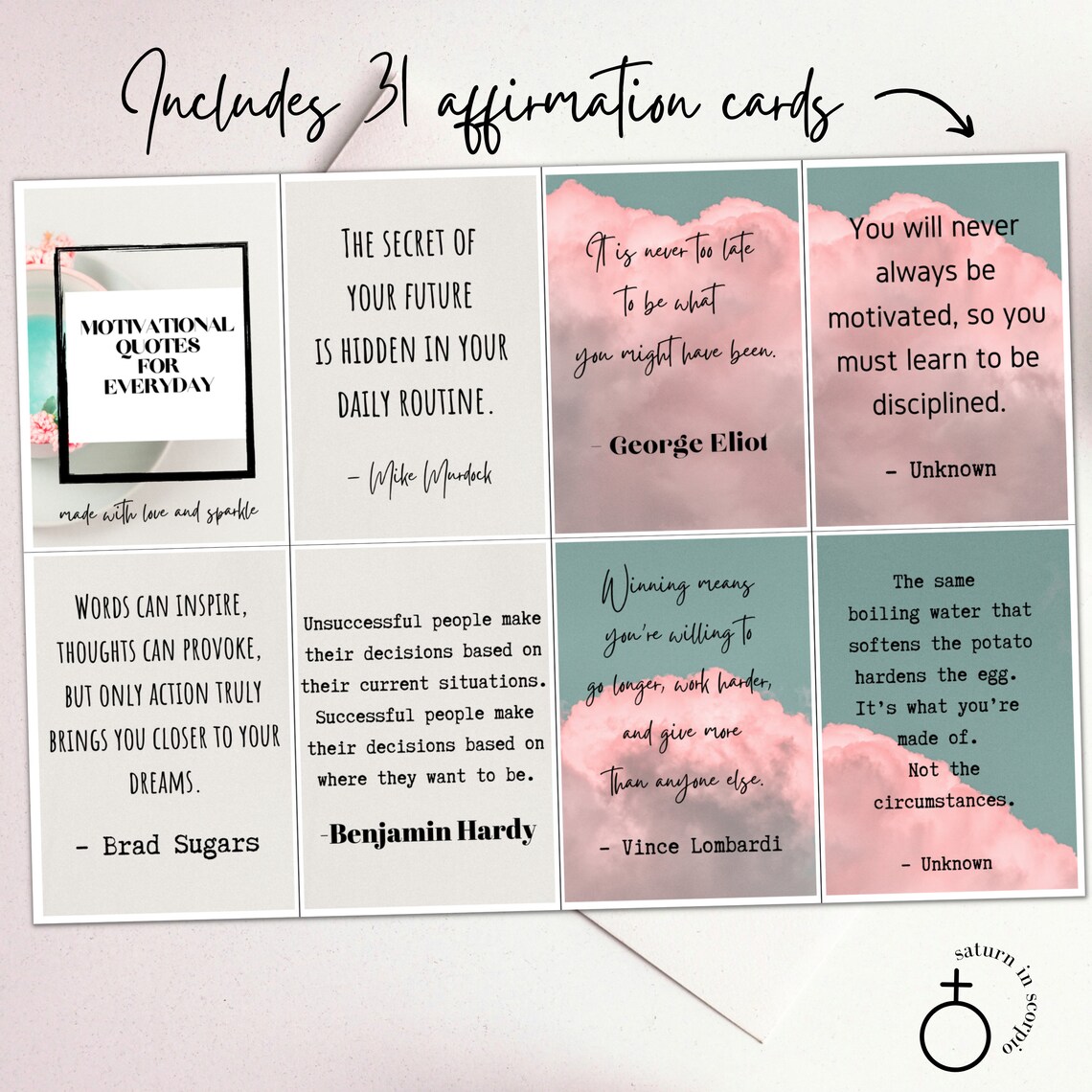 Printable Affirmation Cards for Success Flash Card Deck for Motivation ...