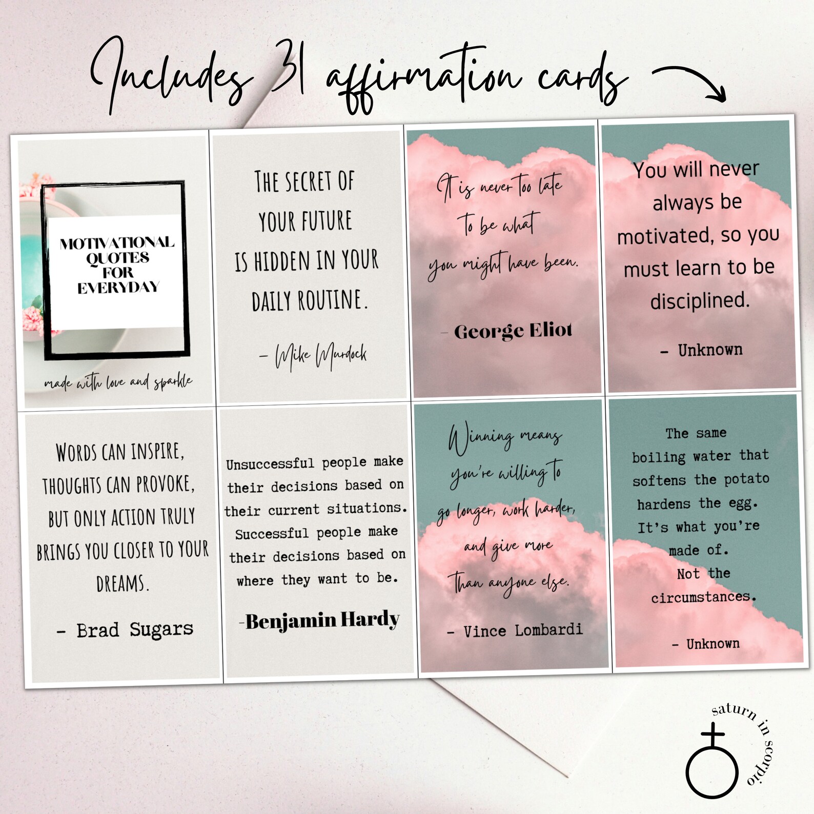 Printable Affirmation Cards for Success Flash Card Deck for Motivation ...