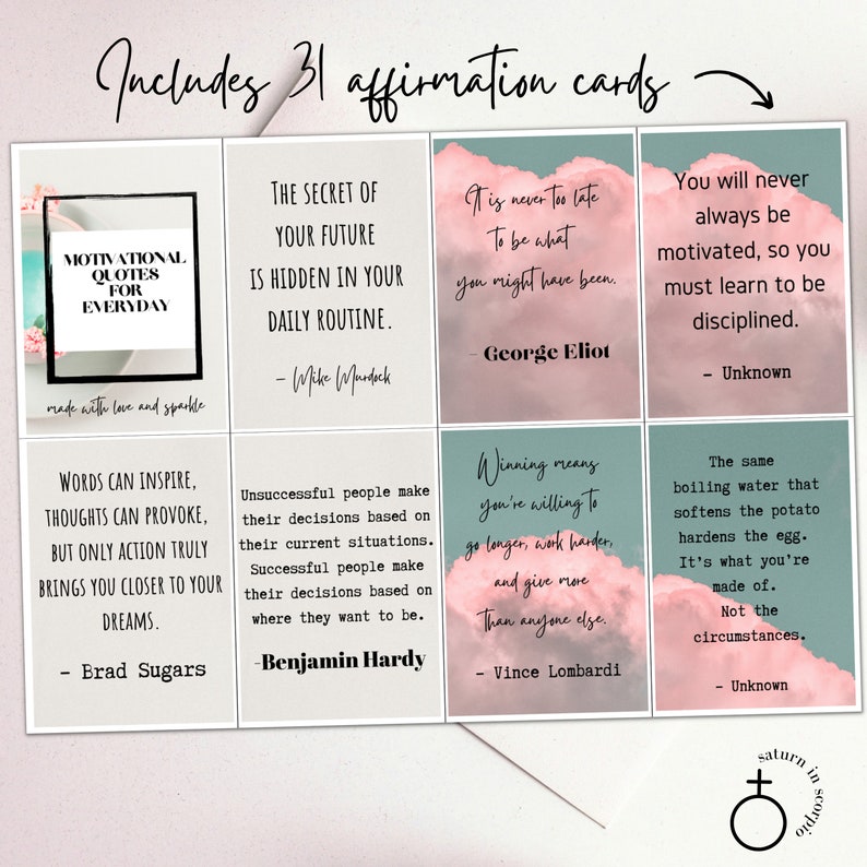 Printable Affirmation Cards for Success Flash Card Deck for Motivation ...
