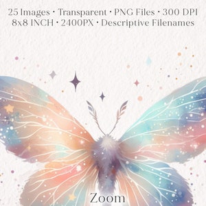 Mystical Moth Clipart Bundle - Watercolor Pastel Wiccan PNG, Witchcraft ...