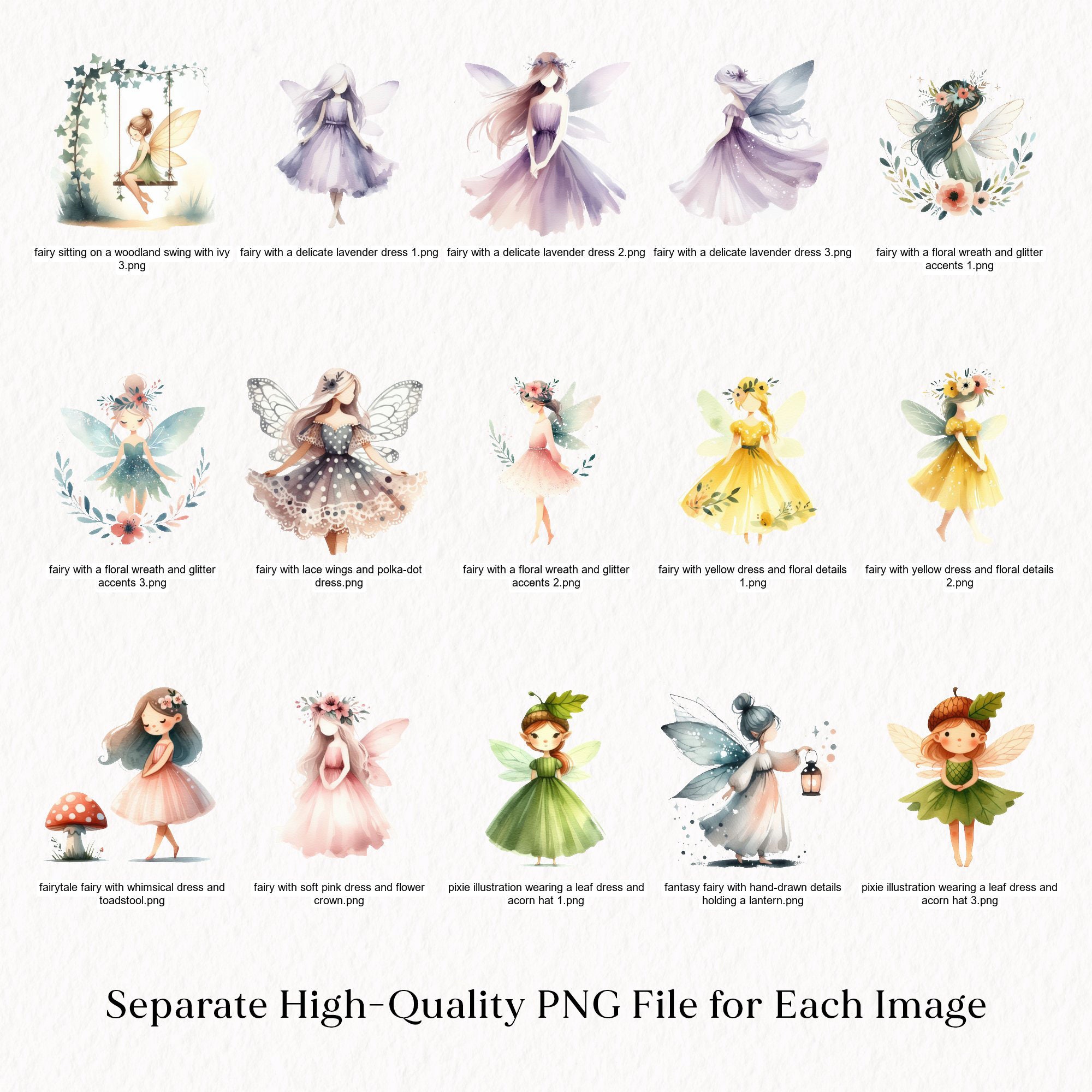 Watercolor Fairy Clipart Bundle Kids Fantasy Art, Fairytale Friends PNG ...